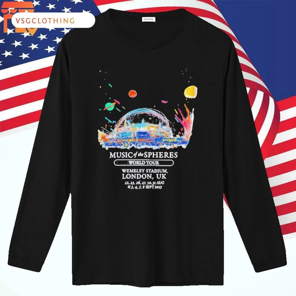 Official Coldplay London UK Music Of The Spheres Merch Tee At Wembley Stadium On September 4 ...